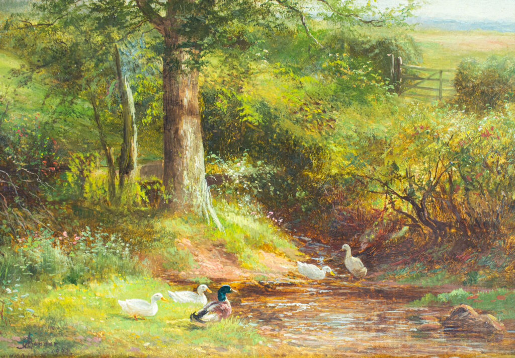 Alfred Banner (Großbritannien, tätig um 1878 - 1915) - Enten am Teich ...